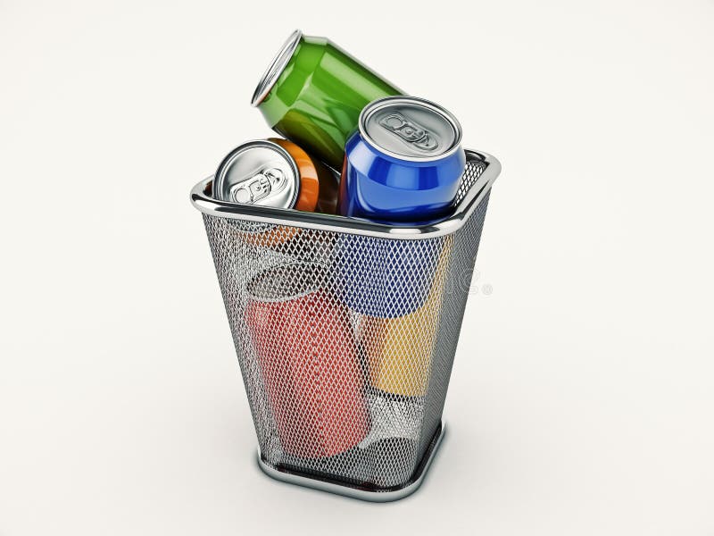 Recycling Concept: Drink Cans in the Trash Bin. Stock Illustration ...