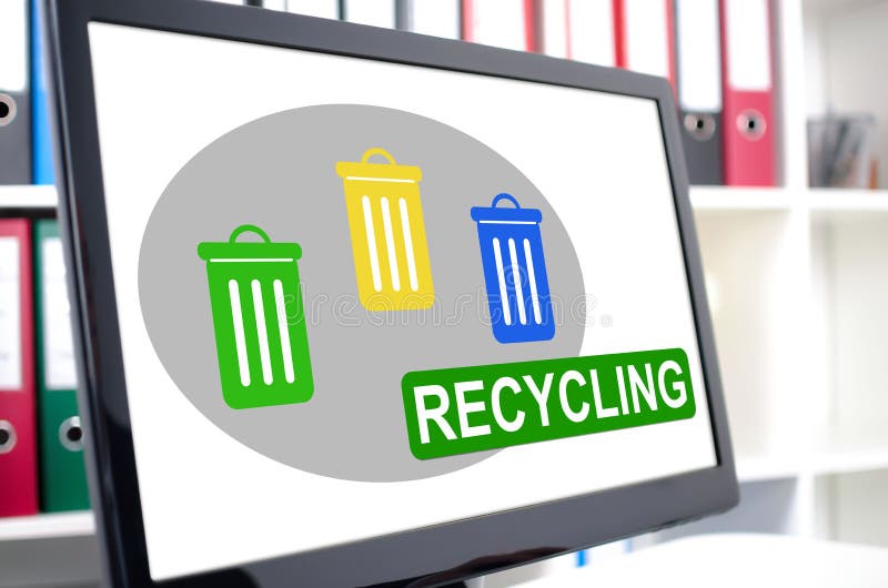 Recycling Concept on a Computer Screen Stock Photo - Image of nature ...
