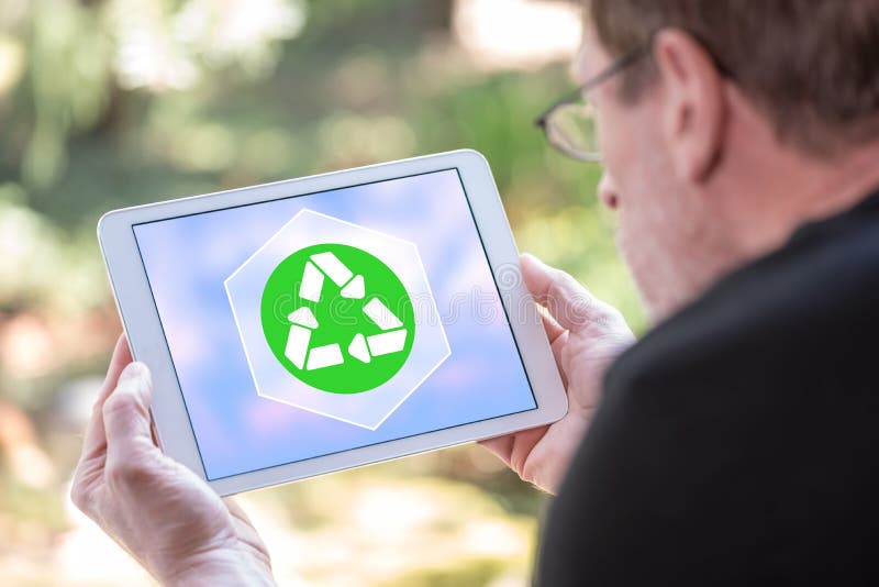 Recycling Concept on a Tablet Stock Image - Image of green, ecology ...