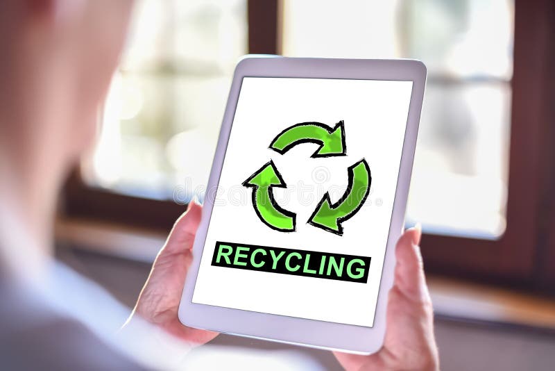 Recycling Concept on a Tablet Stock Photo - Image of digital, recycling ...