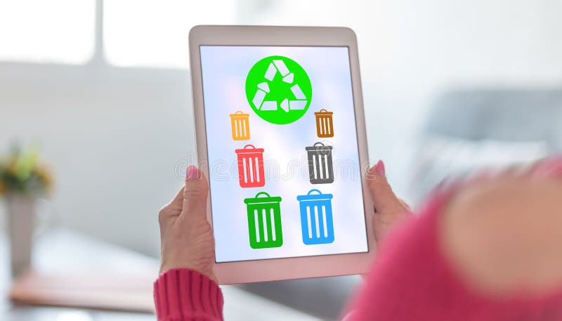 Recycling Concept on a Tablet Stock Photo - Image of application ...