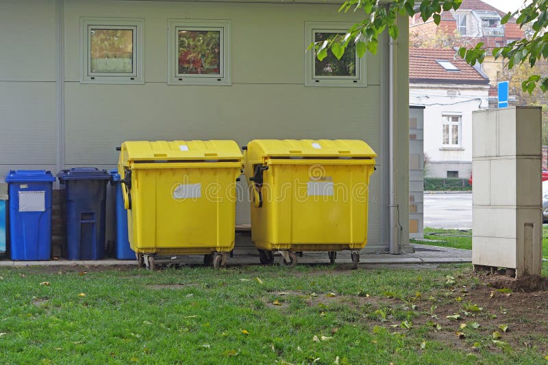 Recycling containers stock image. Image of sorting, building - 211113247