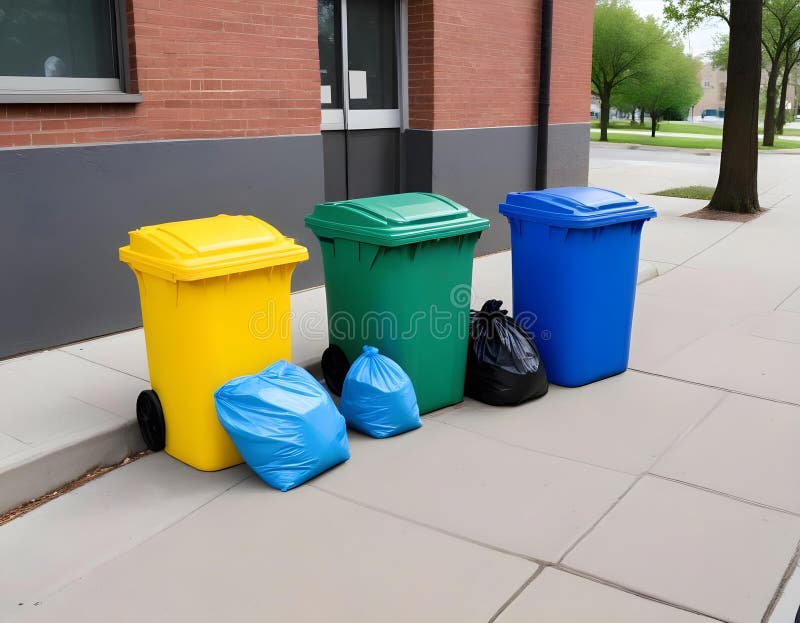 Recycling Containers Trash Plastic Glass Cardboard Packaging Cleaner ...