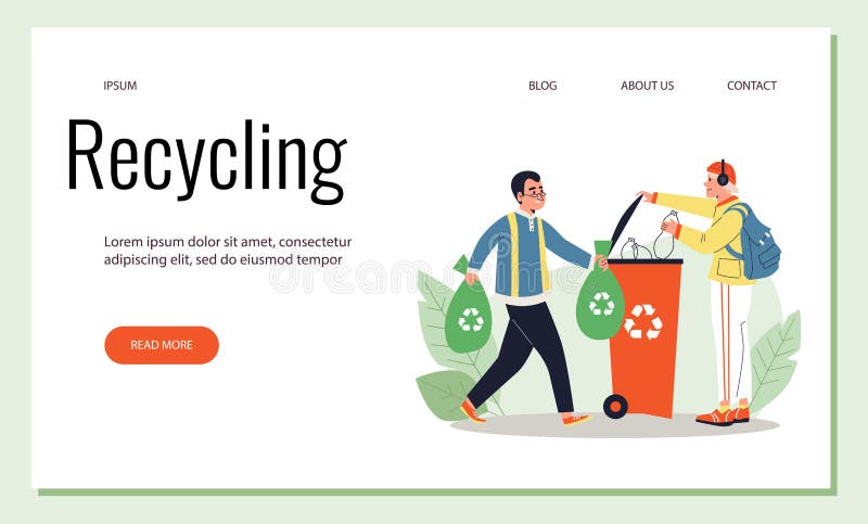 Recycling Ecological Action Website Banner Template Flat Vector ...