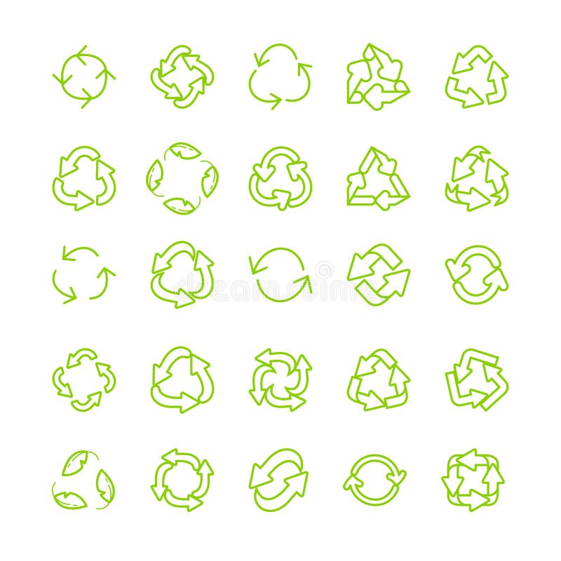 Recycle Line Icon. Recycling Symbol Vector Set Isolated on White Stock ...
