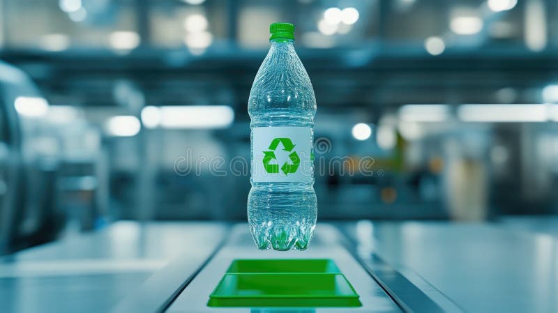 Recycling Effort: Plastic Bottle Dropped in Bin. Stock Illustration ...