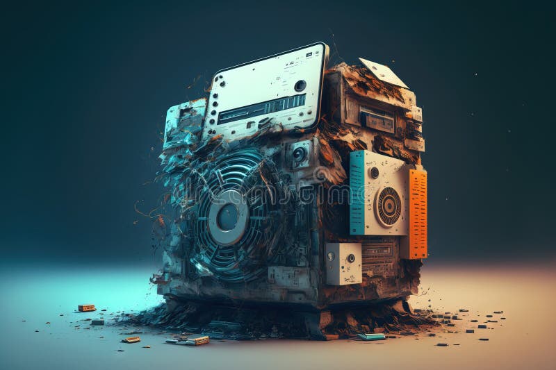 Recycling of Electronic Waste and Rubbish Stock Illustration ...