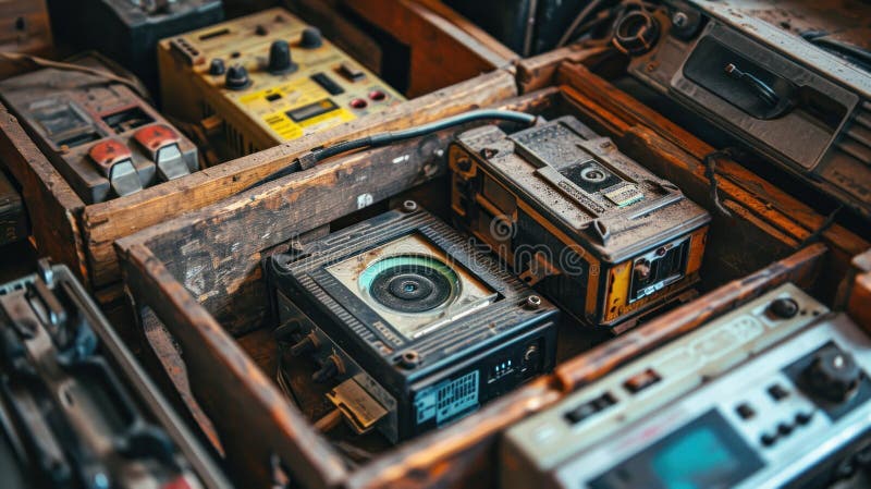 Recycling Electronics Box Full of Old Devices - AI Generated Stock ...