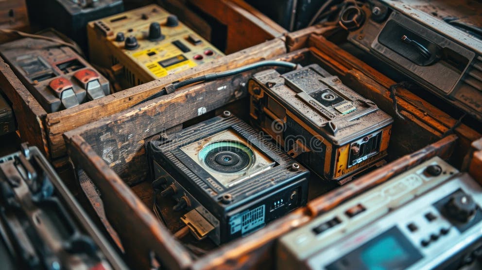 Recycling Electronics Box Full of Old Devices - AI Generated Stock ...