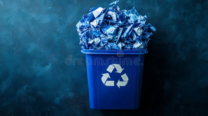 Recycling Emblem. Waste Container for Environmental Conservation. Blue ...