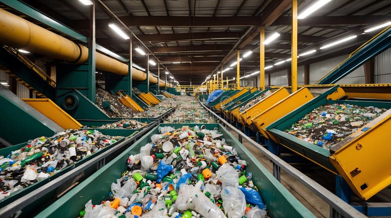 Recycling Facility with Conveyor Belts Processing Materials for Climate ...