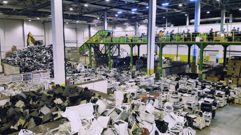 Recycling Factory with People Working with Garbage. Stock Video - Video ...