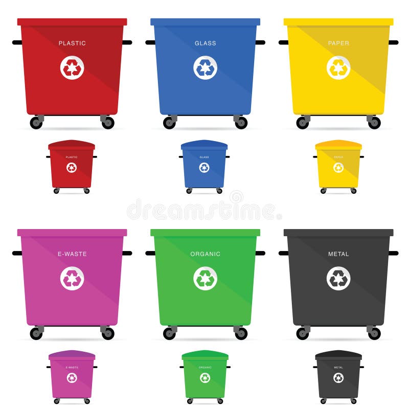 Recycling Garbage Cans Vector Illustrations Six Color Stock Vector ...