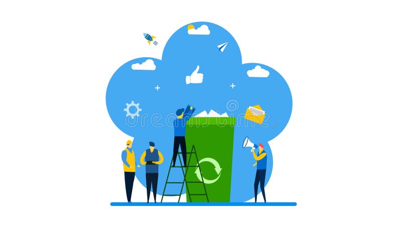 Recycling Garbage.the Employee is Engaged in Recycling with Tiny People ...