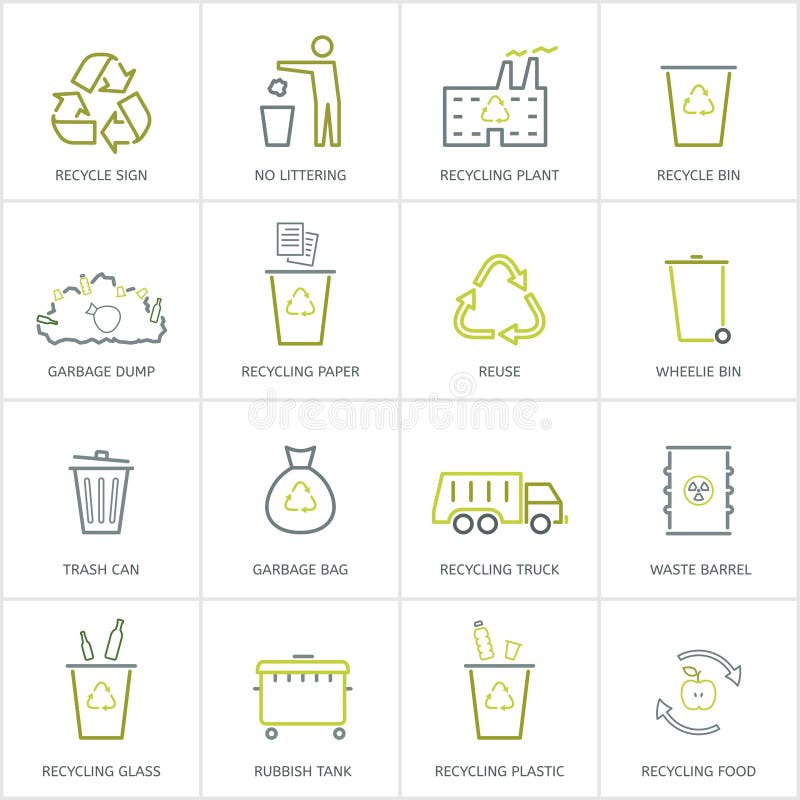 Recycling Garbage Icons Set Stock Vector - Illustration of ecology ...