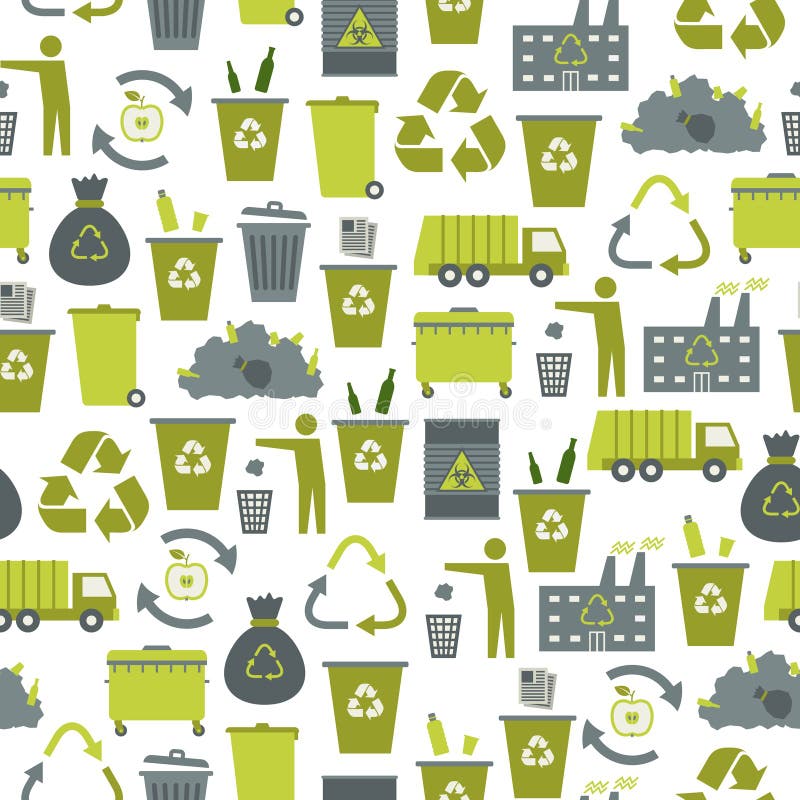 Recycling Garbage Seamless Pattern Stock Vector - Illustration of save ...