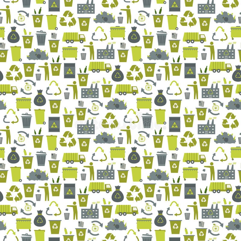Recycling Garbage Seamless Pattern Stock Vector - Illustration of icon ...