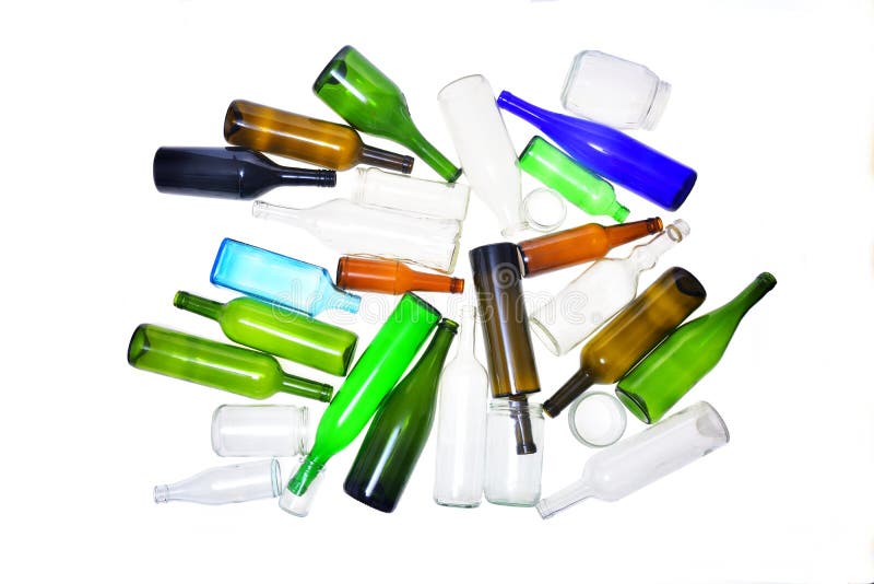Recycling Glass on White Background Stock Image - Image of backlight ...