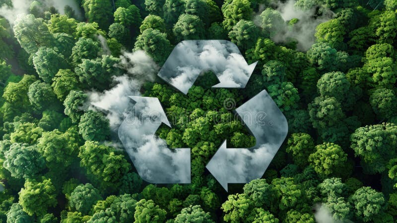 Recycling on a Green Cloud Surrounded by Trees. Generative AI Stock ...