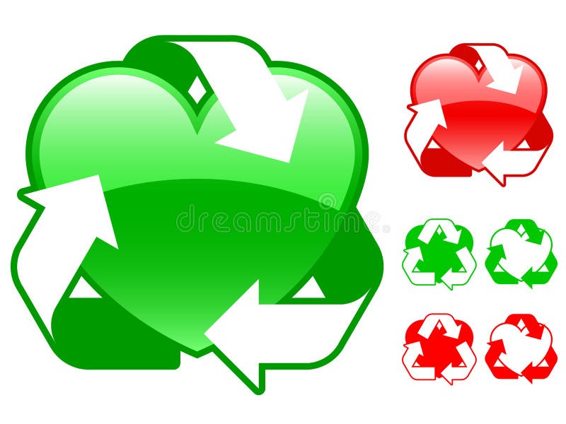 Recycling Heart Icon Collection Stock Vector - Illustration of concept ...