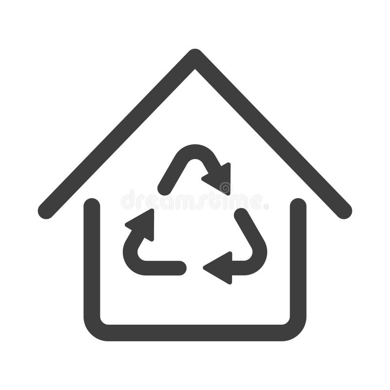 Recycling House Icon on White Background Stock Vector - Illustration of ...