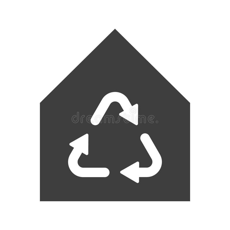 Recycling House Icon on White Background Stock Vector - Illustration of ...