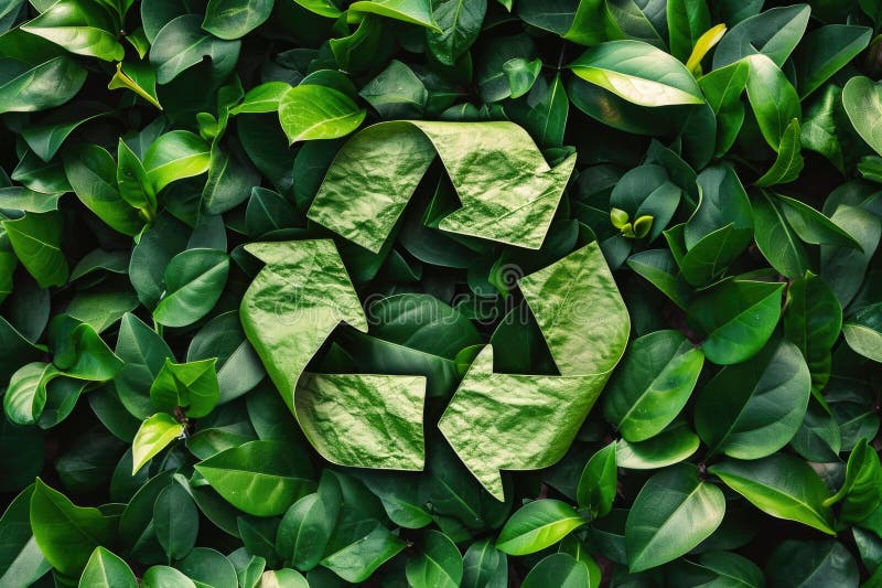 Recycling Icon Made of Green Leaves Stock Illustration - Illustration ...