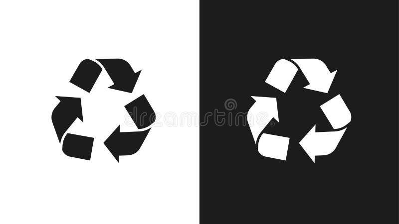 Recycling Icons are Black and White. Garbage and Waste Recycling ...