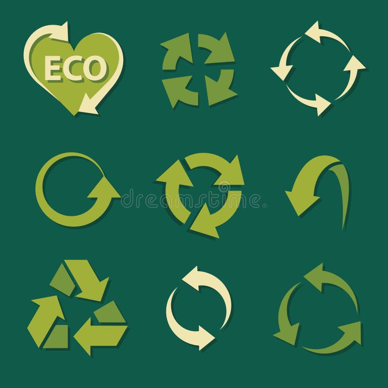 Green Recycle Icons. Set of Symbols Recycling Stock Illustration ...