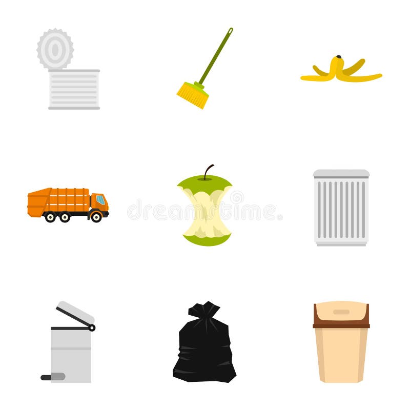 Types Waste Icons Set Flat Style Stock Illustrations – 26 Types Waste ...