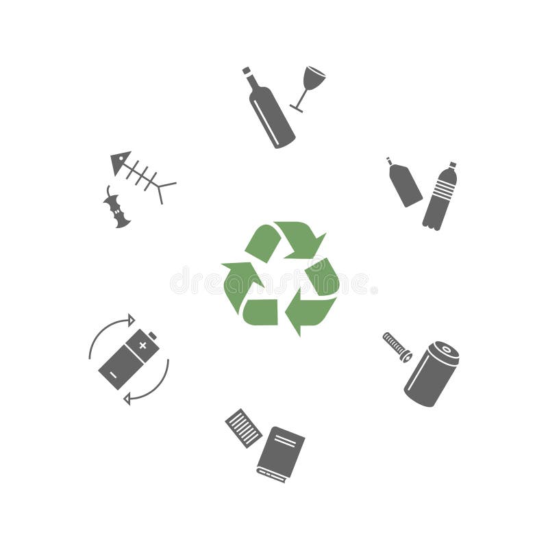 Recycling Icons. Waste Sorting Set. Vector Illustration. Stock Vector ...