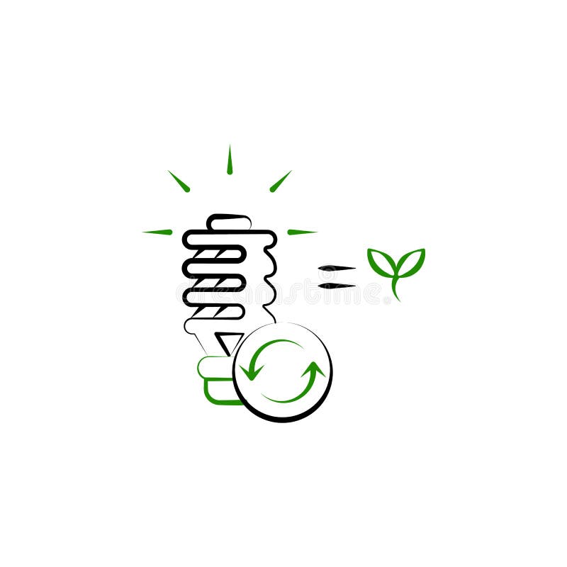 Recycling, Light Bulb Icon. Element of Recycling 2 Color Icon Stock ...