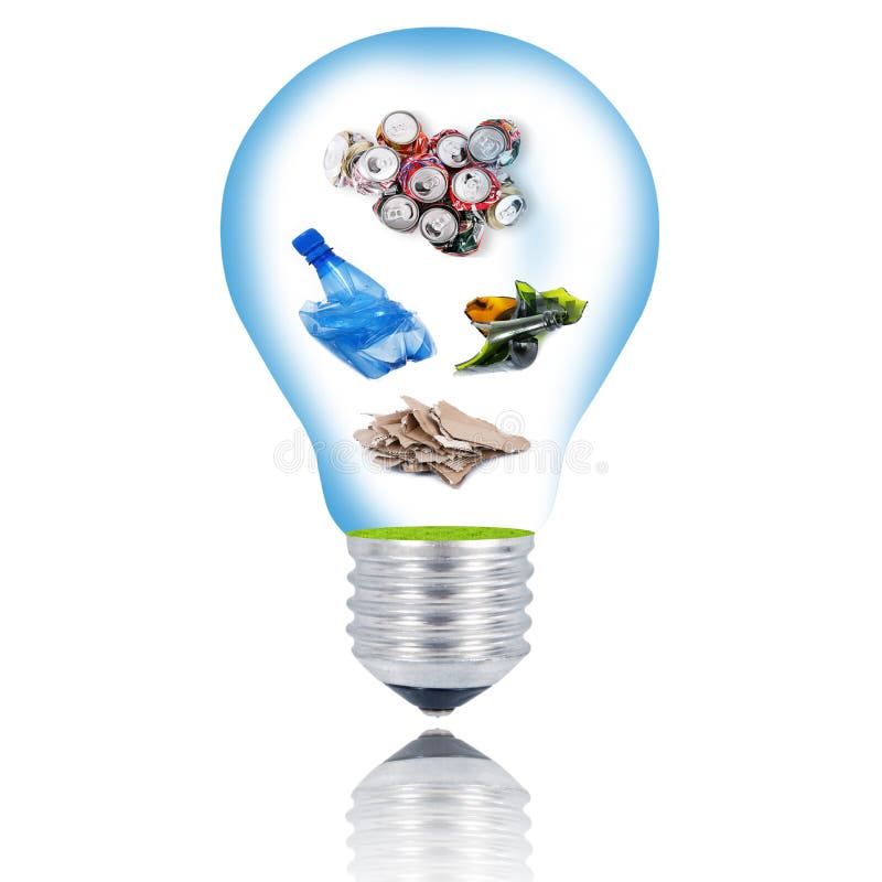 Recycling Light Bulb on White Background Stock Image - Image of ...