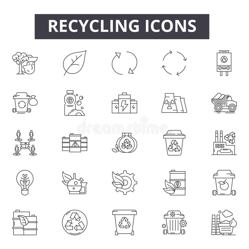 Recycling Line Icons. Waste Sorting Set. Vector Illustration. Stock ... Recycling Line Icons. Waste Sorting Set. Vector Illustration. Stock ...
