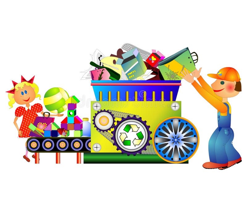 Recycling machine stock vector. Illustration of work - 17652245