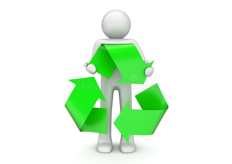 Recycling - Man Holds International Packaging Sign Stock Illustration ...