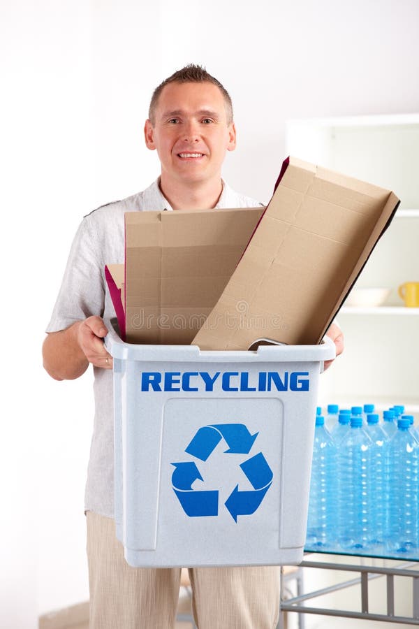 Happy Boy Carrying Rubbish for Recycling Stock Photo - Image of ...