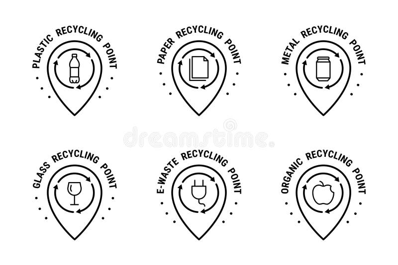 Recycling Materials Types Icon Set Vector Concept Stock Vector ...