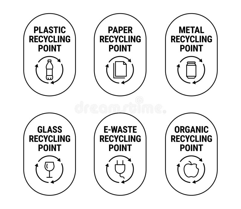 Recycling Materials Types Icon Set Vector Concept Stock Vector ...