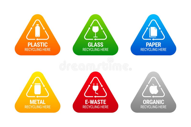 Recycling Materials Types Icon Set Vector Concept Stock Vector ...