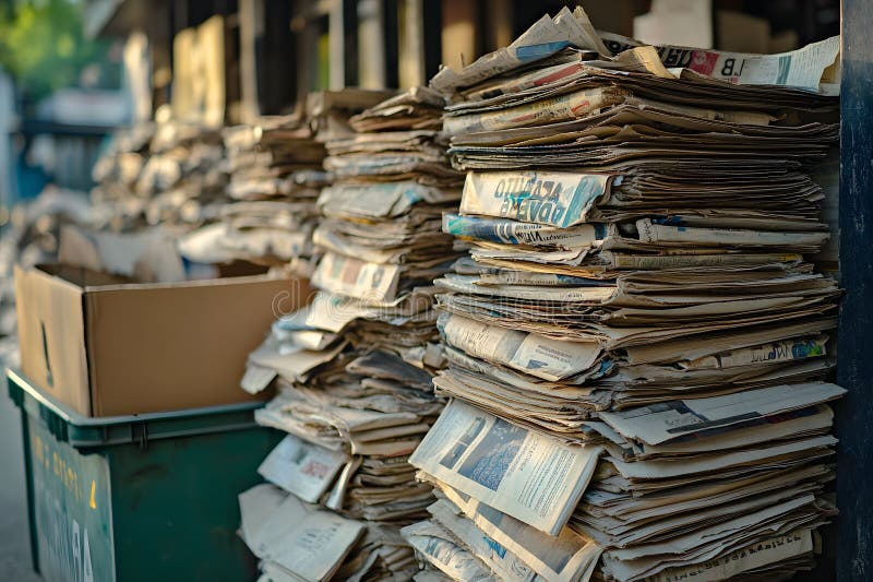 Recycling Newspapers: a Stack of Old Papers Ready for Repurposing Stock ...