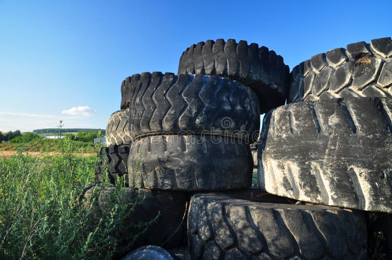 Used tires in stack stock photo. Image of nature, rubber - 121520208