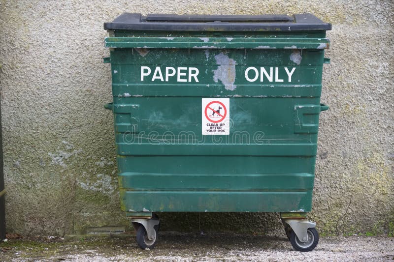Recycling Paper only Bin and and General Waste Bin Stock Image - Image ...