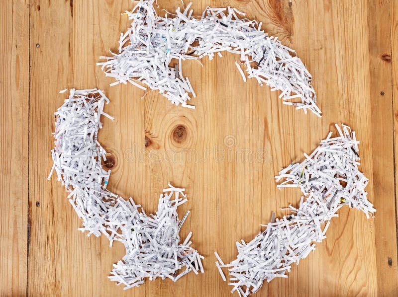Recycling Paper And Logo Sign For Ecology Sustainable Environment And Conservation On Wood