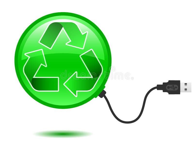 Recycling Pictogram with USB Plug Stock Vector - Illustration of glossy ...