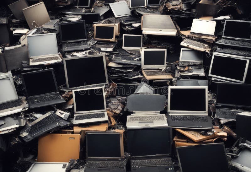Recycling Pile Used Computers Old Laptop Heap Stack Reusing Electronic ...