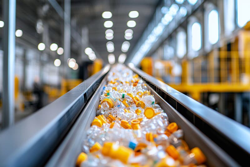 A Recycling Plant in Action, Featuring Vibrant Sorting Systems and ...