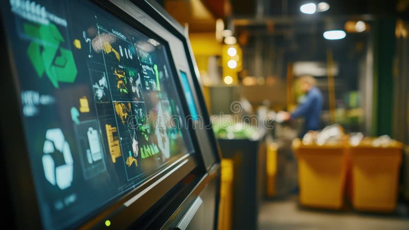 Recycling Plant Control Panel Showing Waste Processing Statistics with ...