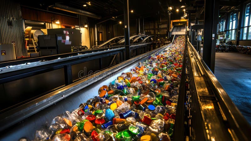 Recycling Plant: a Glimpse into the Sorting Process Stock Illustration ...
