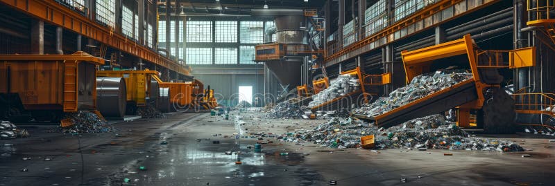 A Recycling Plant with Sorting Lines and Compactors, Showcasing the ...